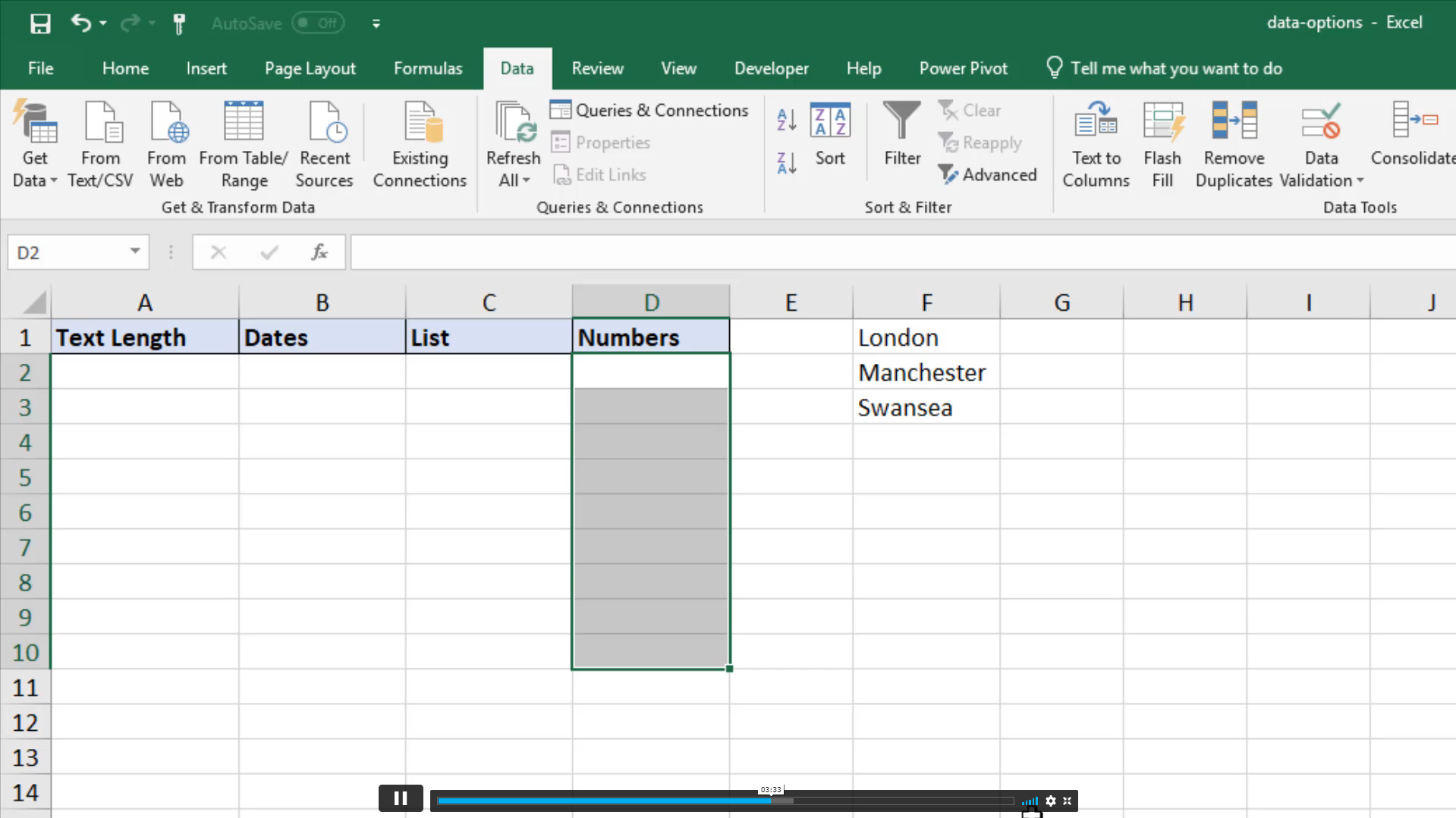 Excel Data Tools and Data Management | Janets